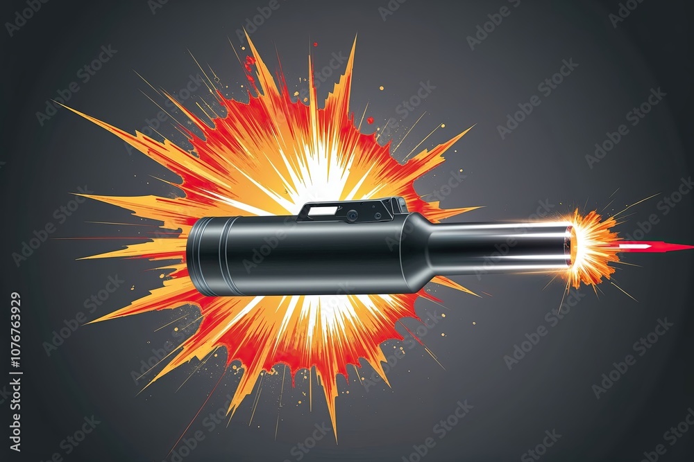 Isolated Shell Muzzle Flash Design Featuring Modern Explosion Effects ...