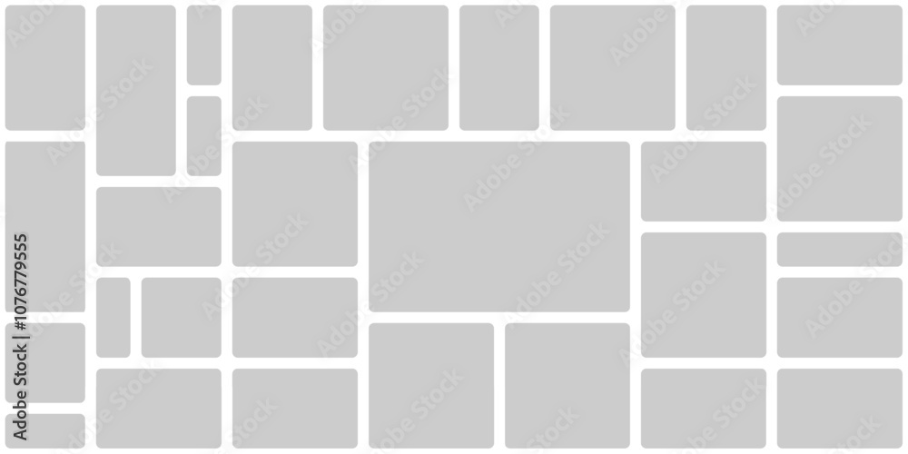 Mosaic montage grid template. Visual brick wireframe of geometric ...