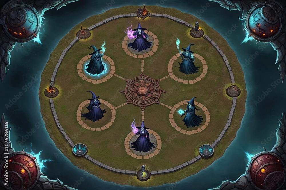 Cackling Witches Circle Battlemap for Fantasy RPG Adventures Stock ...