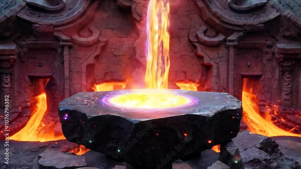 Lava Forge A magical forge where lava flows with enchanted properties ...