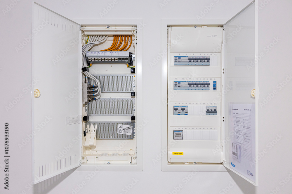 Open electrical panel with fuses, providing essential circuit ...