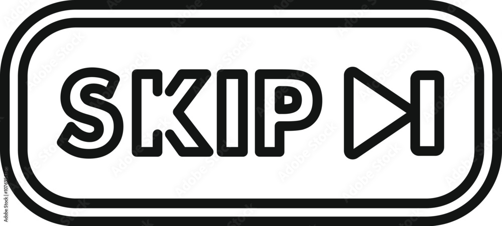 Vetor de Skip button with forward arrow symbol, featuring rounded ...