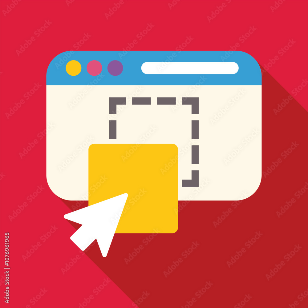 Cursor dragging and dropping element to customize website layout, innovative web design and ...
