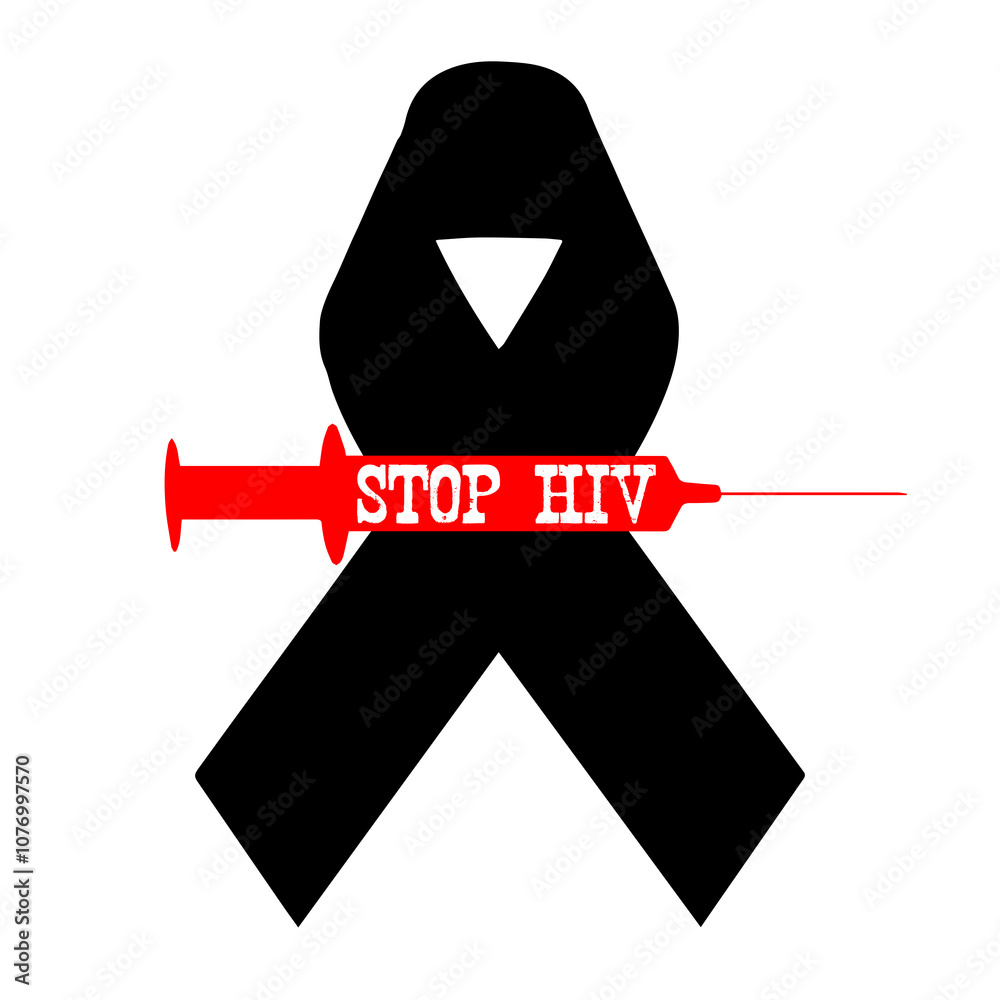 HIV sign stop aids logo design banner december 1 awareness day 2024 ...