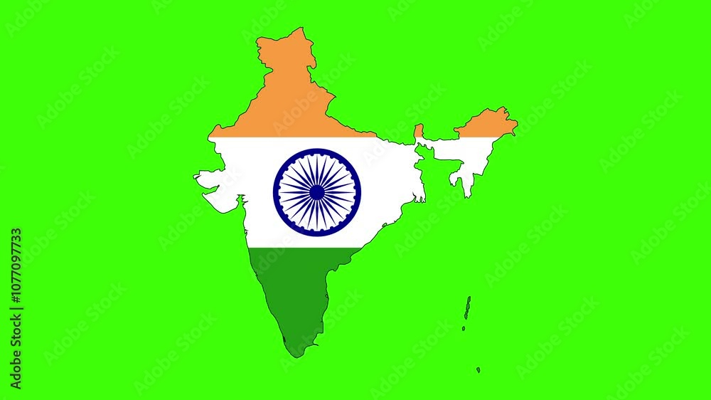 Animated India map with flag on green screen, India Flag and map ...