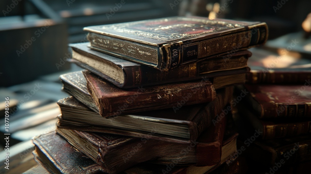 Stack of old books old historical books, book of legends background ...