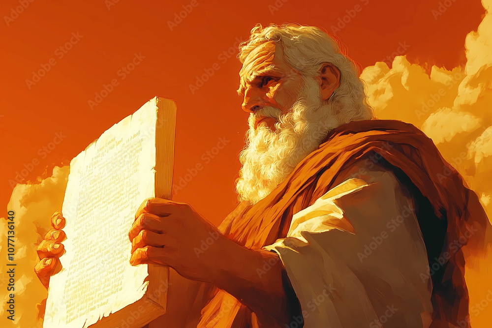 Moses, hebrew prophet on mount sinai after the exodus of the israelites ...