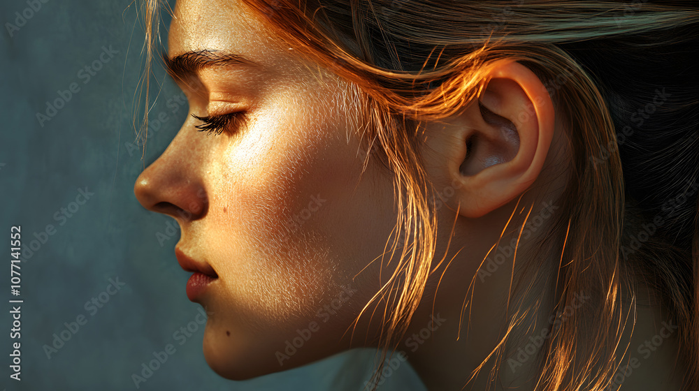 A side profile portrait emphasizing the natural angles of the face ...