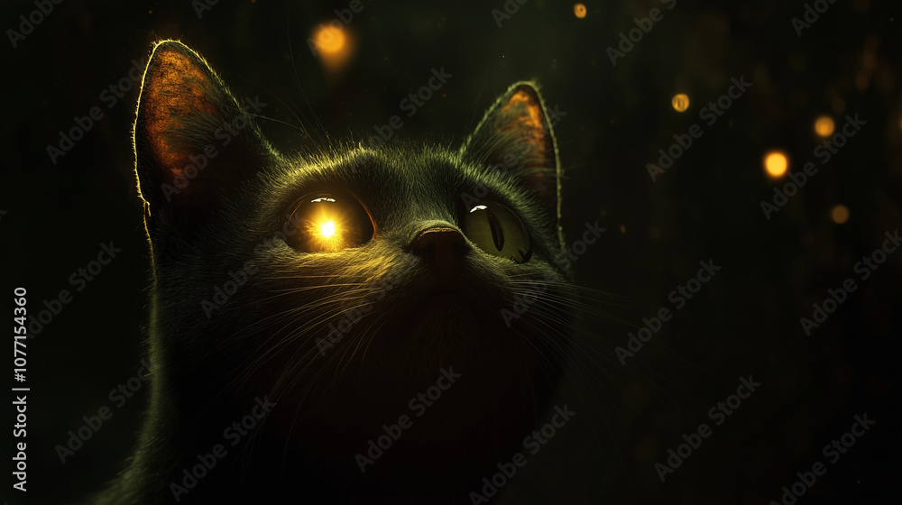 Behemoth the catâ s face with one eye gleaming in the moonlight, an ...