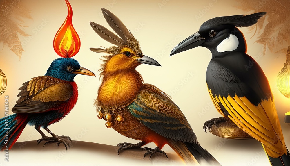 Mystical Birds of India: A Golden Oriole, Fierce Kingfisher, and ...