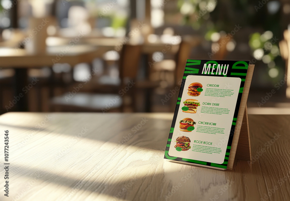 Restaurant Table Standing Menu Mockup with Generative AI Stock Template ...
