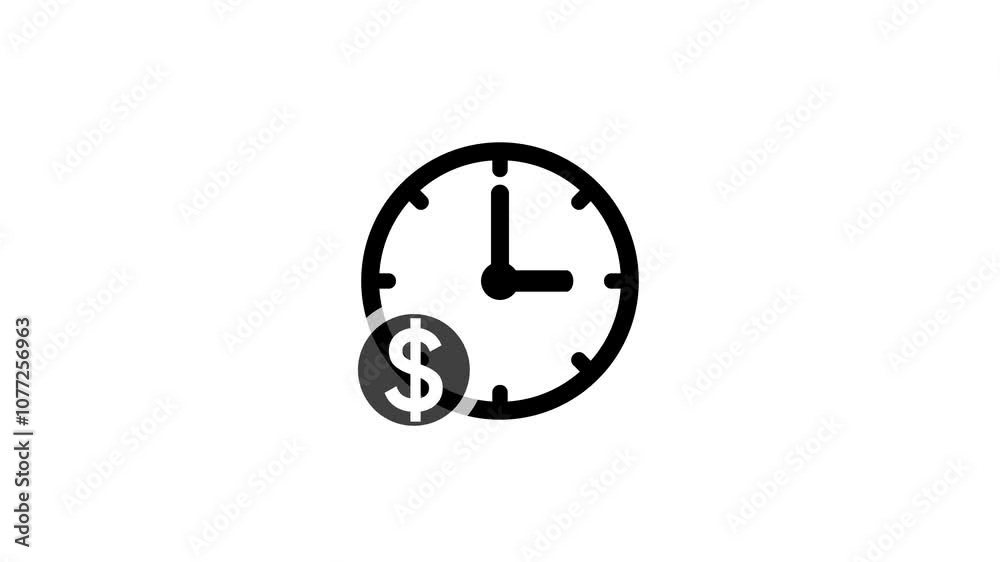 Time management icon. productive time icon. clock with dollar icon ...