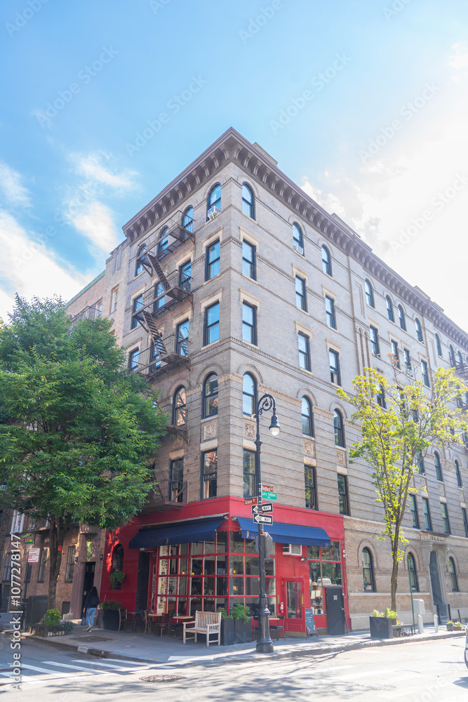 Famous FRIENDS building in Greenwich Village under a shining sun Stock ...