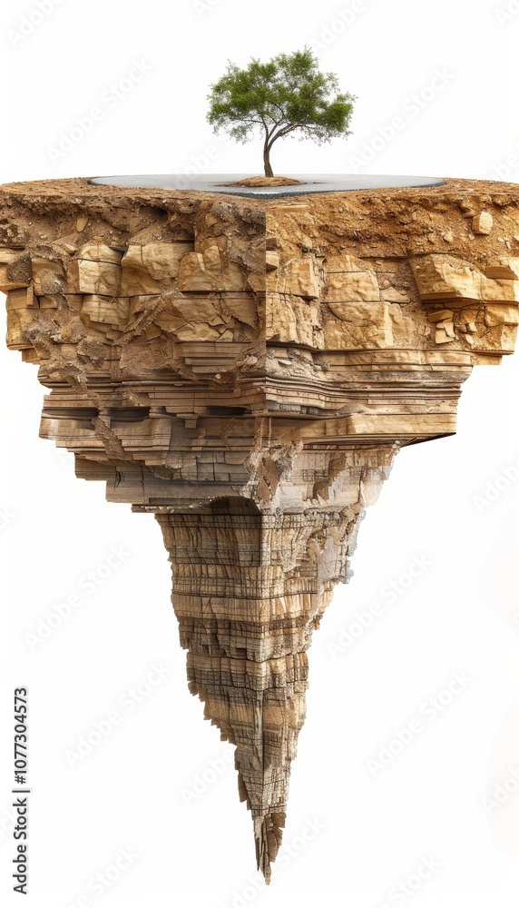 3D illustration of a cross-section of the ground with a desert road ...