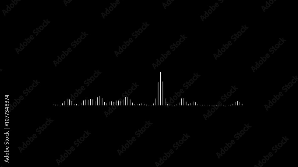 White audio waveform spectrum animation. Alpha channel, spectrum audio animation. Abstract music ...