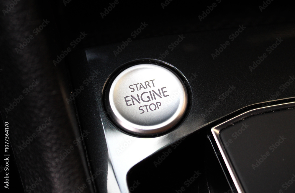 Metal car engine start button. Close-up Engine Start Stop push button ... Metal car engine start button. Close-up Engine Start Stop push button ...