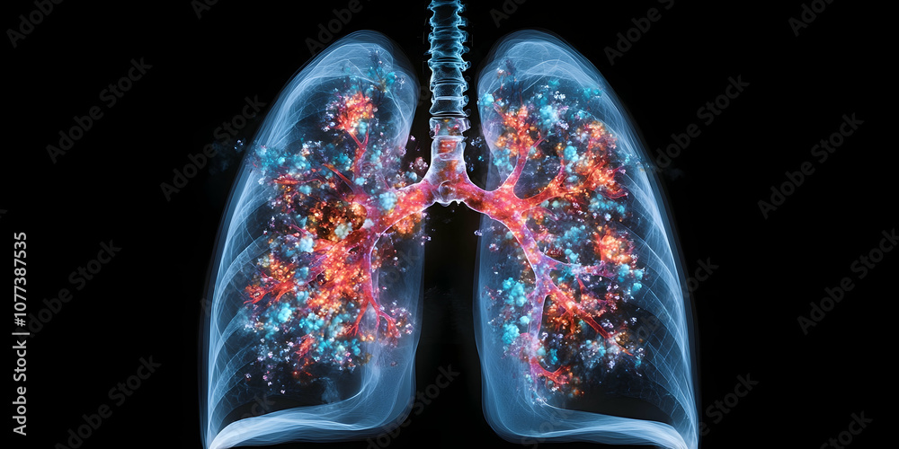X-ray showing progression of lung disease due to harmful substances ...