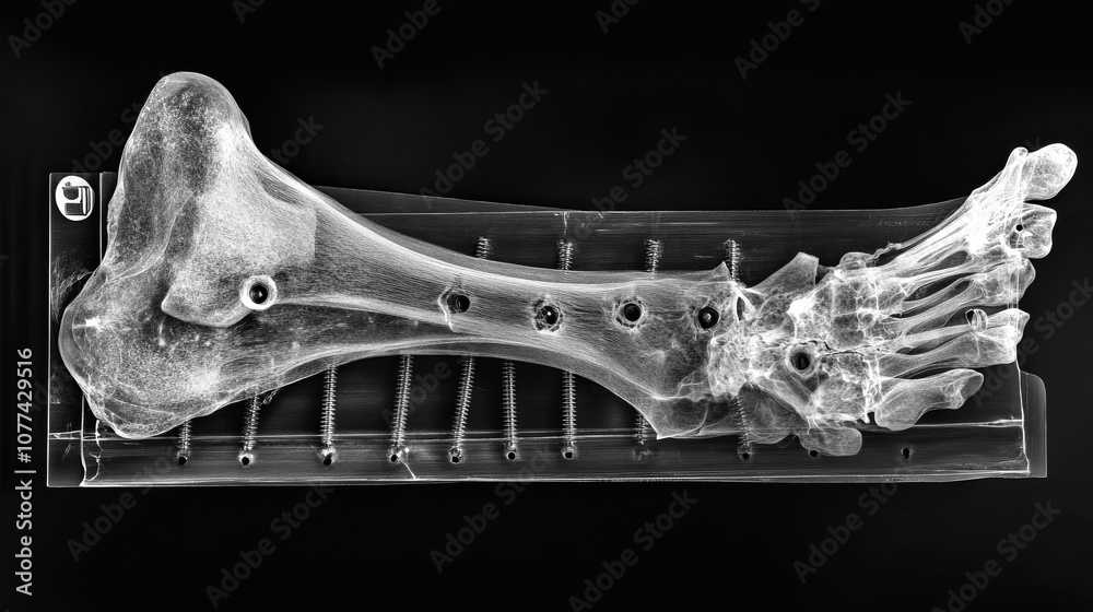 Lateral X-ray image of the ankle joint, showing a calcaneus fracture ...