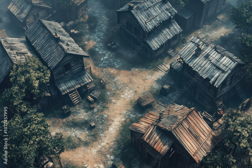 Rural Village Road Rustic Town Street and Houses Tabletop RPG Map ...