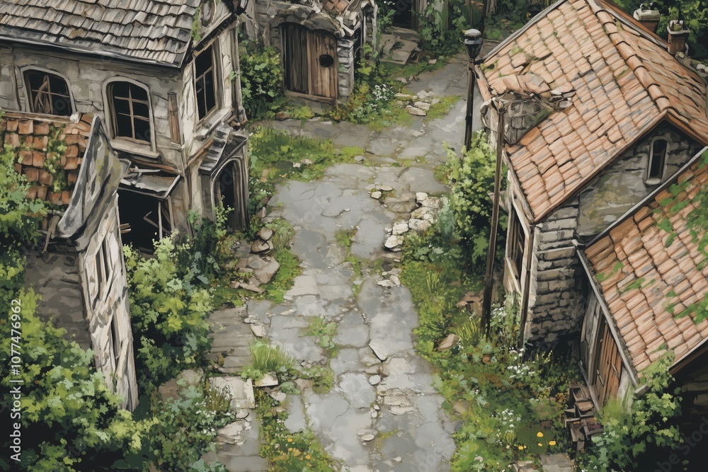 Rural Village Road Rustic Town Street and Houses Tabletop RPG Map ...