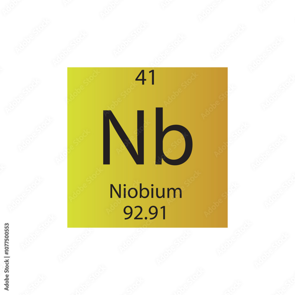 Nb Niobium Transition metal Chemical Element Periodic Table. Simple ...