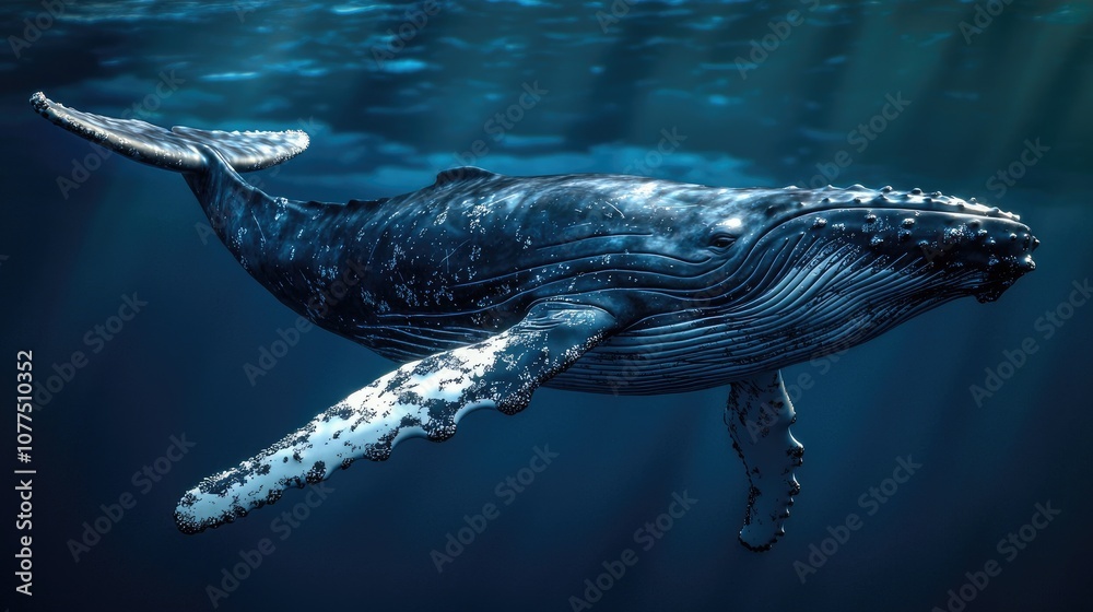 Humpback Whale in Tonga Pacific Ocean Polynesia, humpback whale swims ...