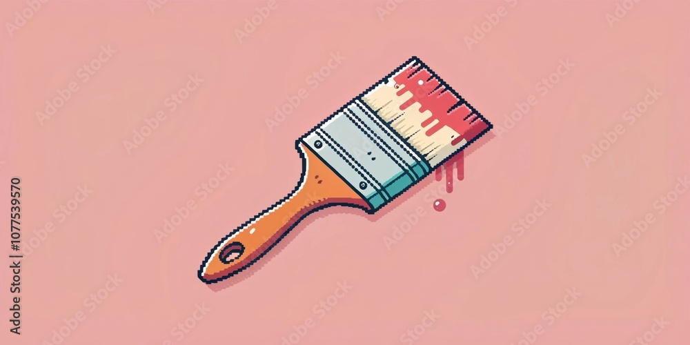 Pixel Paintbrush A tiny pixelated paintbrush icon bristles slightly ...