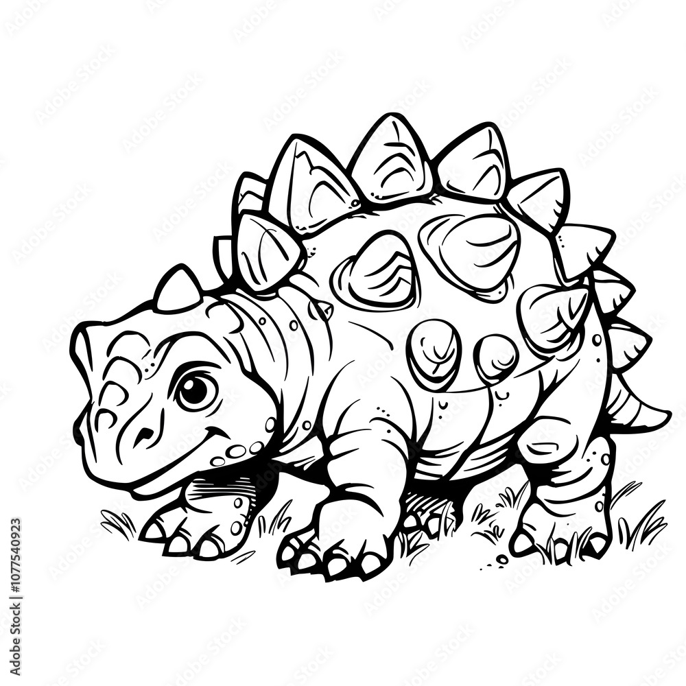 Simple Ankylosaurus Coloring Page for Kids Stock Photo | Adobe Stock