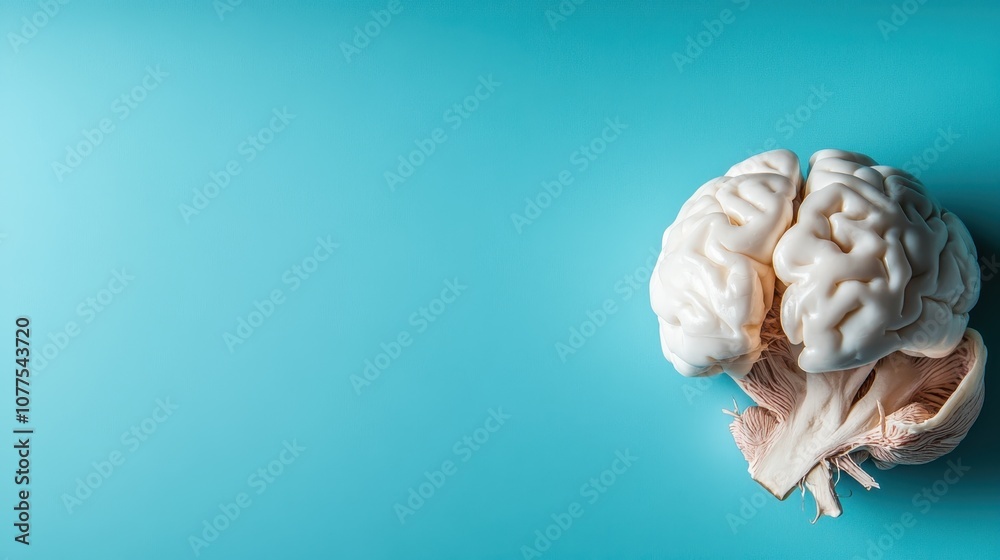 A realistic representation of a human brain model placed against a ...