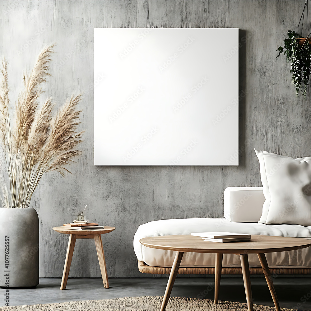 blank canvas mock up photo frame make it 8x8 in scale in the living ...