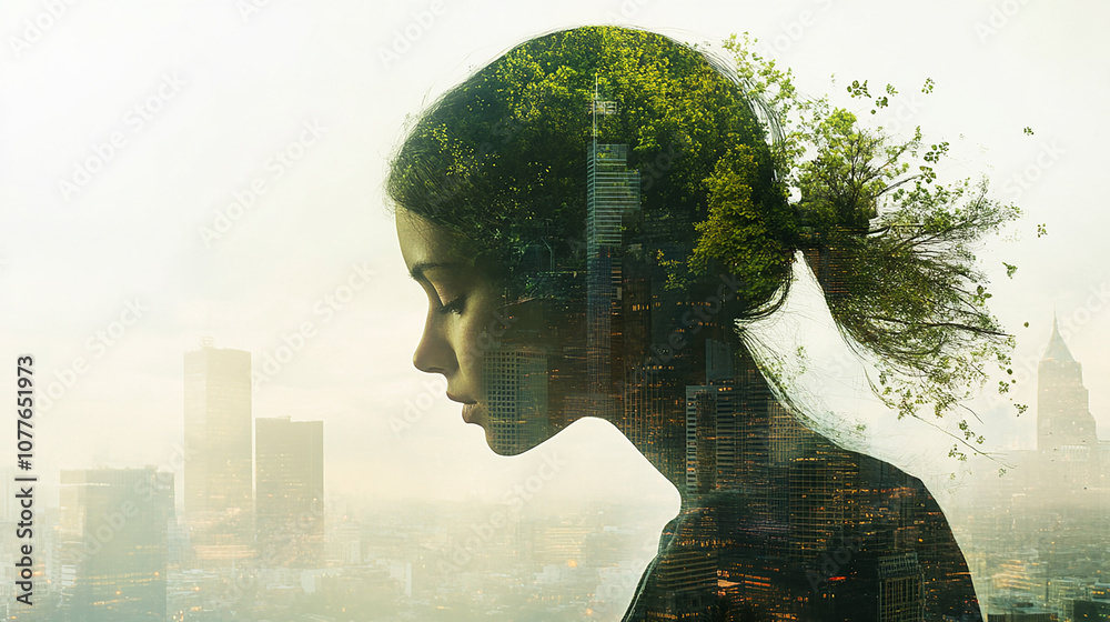 Sustainable environment concept. A image depicts human thinking towards ...