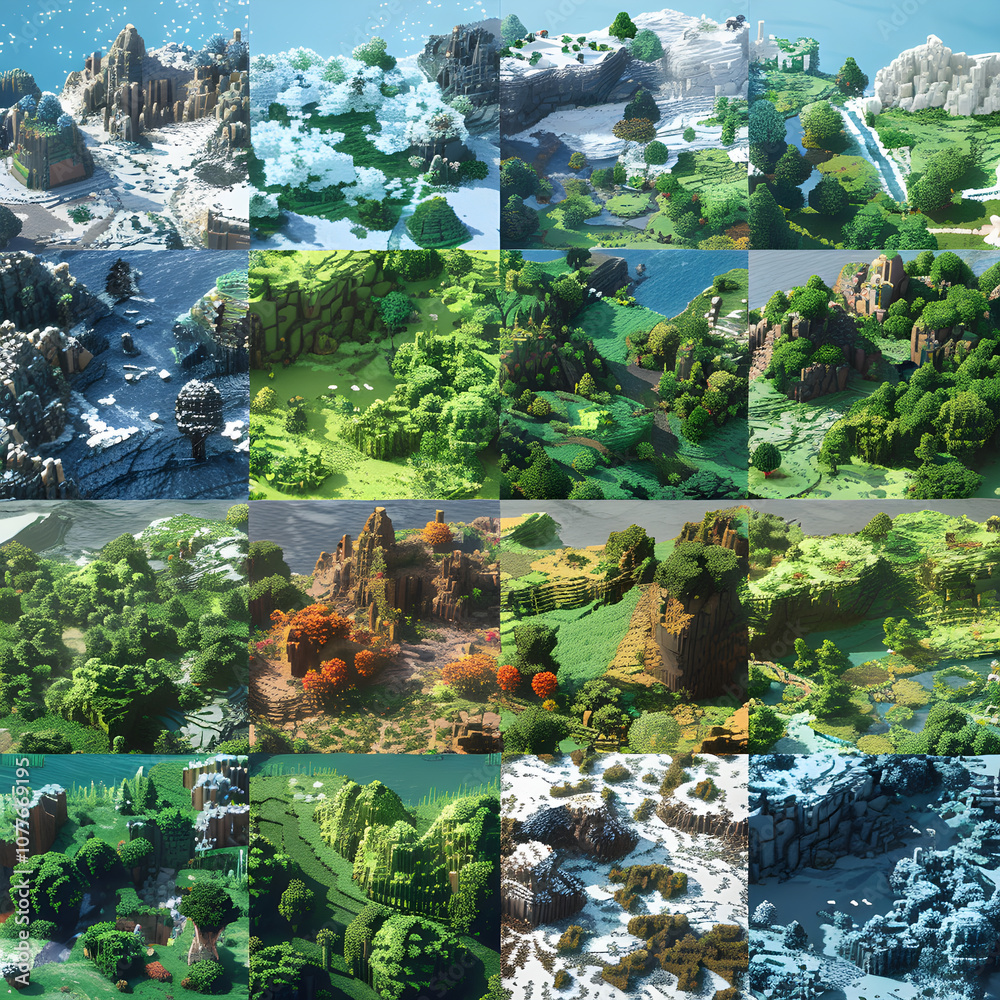 Vibrant Spectrum of Diverse Biomes in Classic Open-World Virtual Game ...