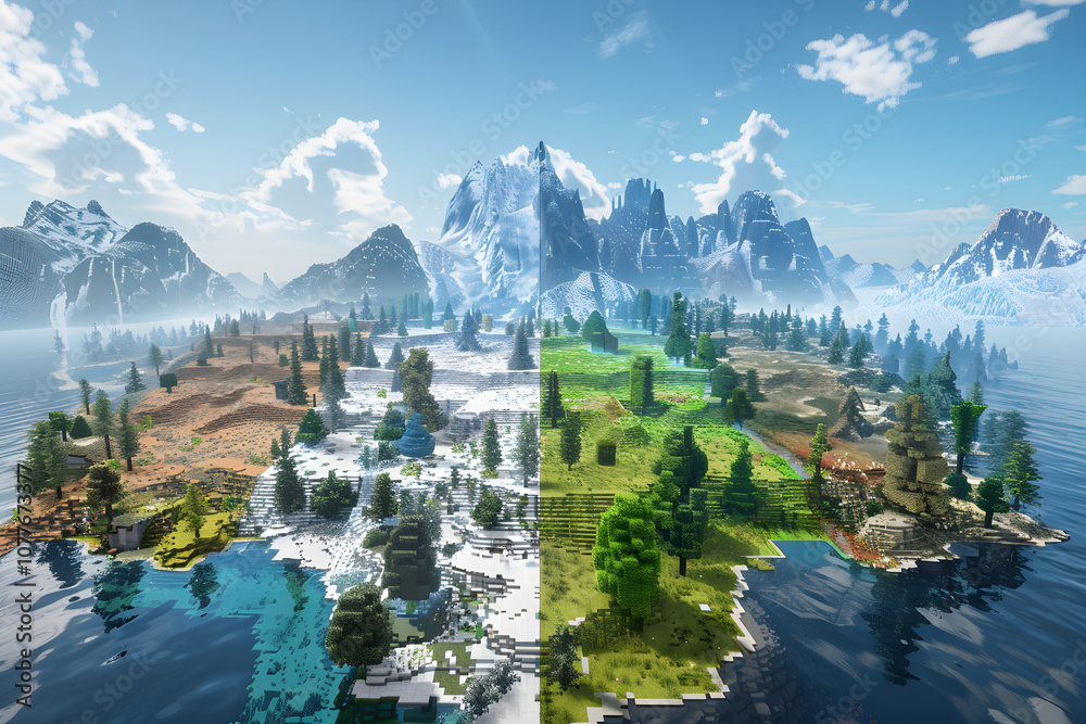 Vibrant Spectrum of Diverse Biomes in Classic Open-World Virtual Game ...