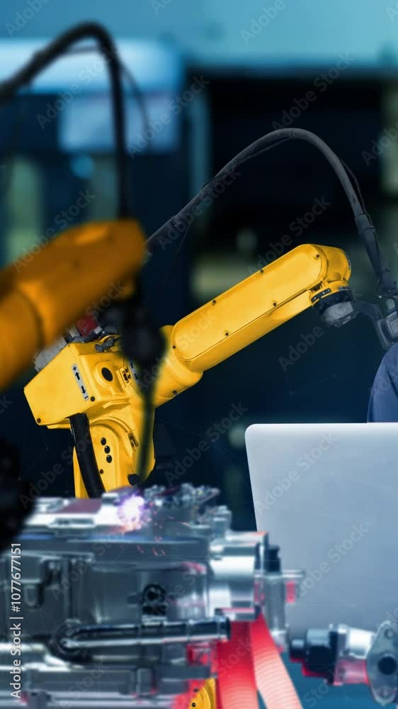Smart industry robot arms modernization for digital factory technology ...