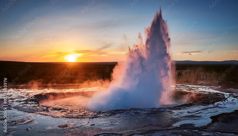 Geyser water pressure eruption, volcanic beautiful natural hot spring ...