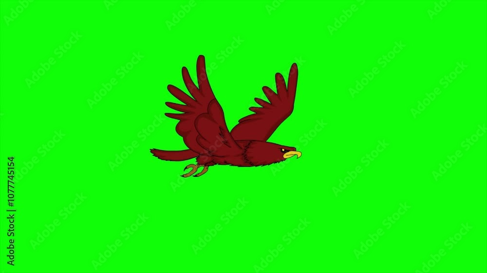 2d Animation Of A Maroon Eagle Flying In Place With A Repetitive ...