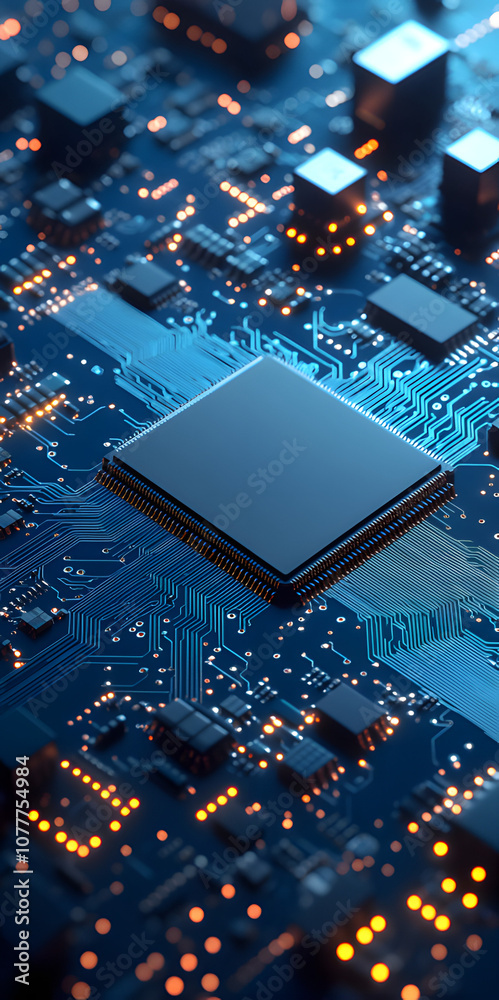 3D rendering CPU chip, technology, science, AI, concept, style, CPU circuit integration ...