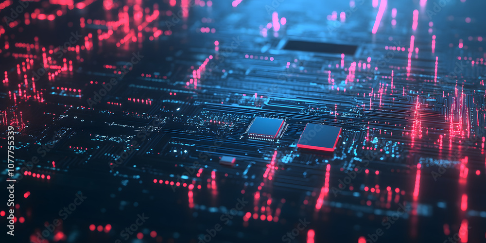 3D rendering CPU chip, technology, science, AI, concept, style, CPU circuit integration ...