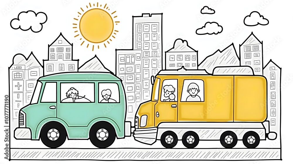 transportation cut and glue activity. Crafting game with cute city ...