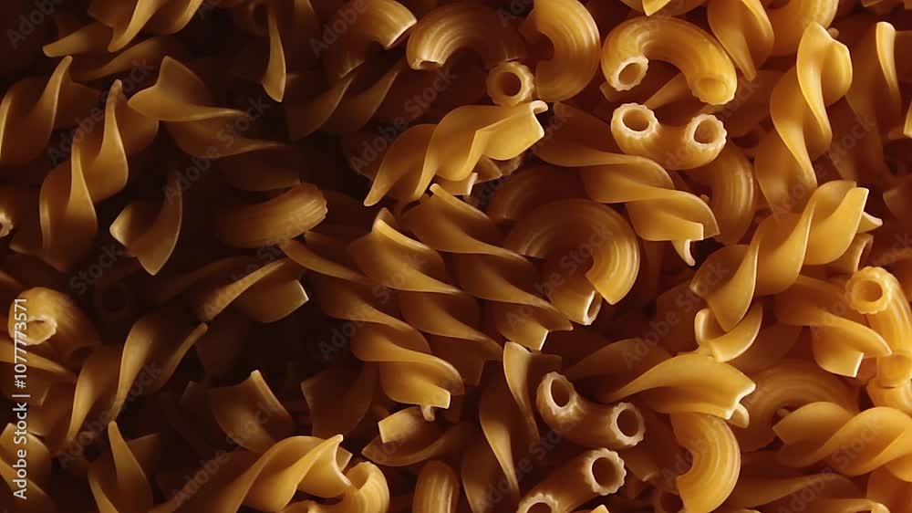 Uncooked Fusilli and Chifferi Rigati Pasta - Top View, Close-Up, Low ...