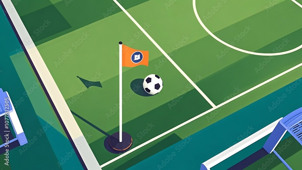 A corner kick being set up - A detailed vector scene of a soccer field ...