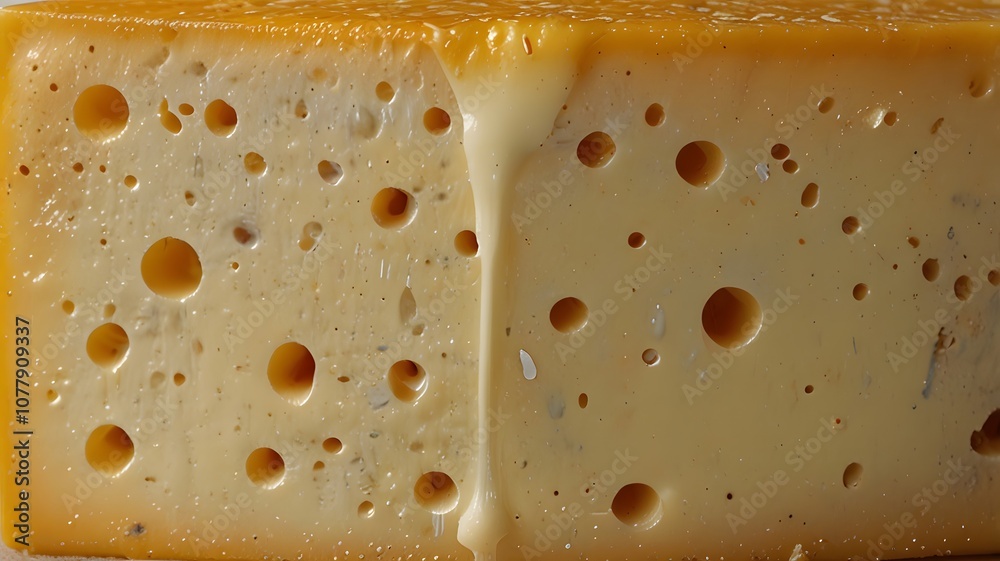 Highly detailed, macro close-up photograph of a rich, creamy cheese ...