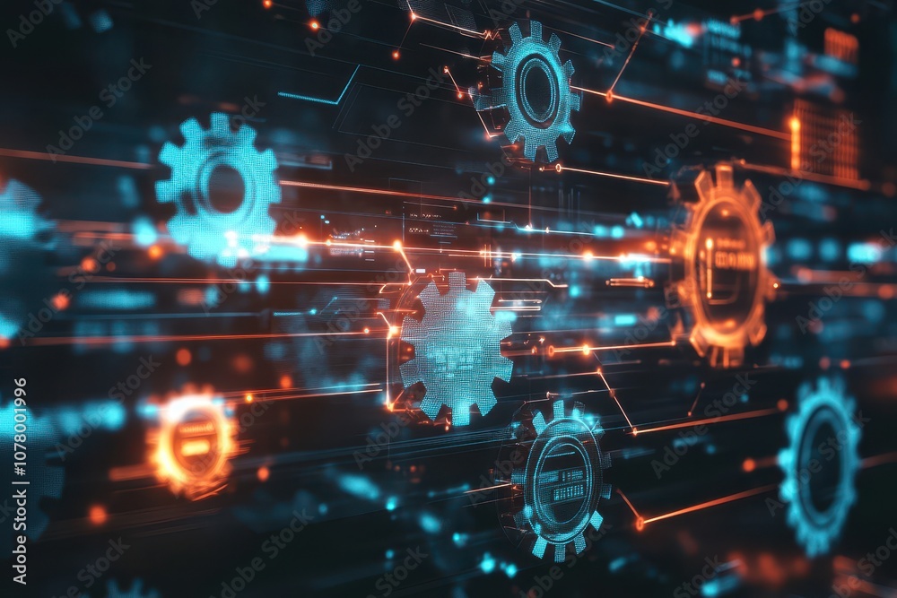 interconnected gears and cogs It symbolizes the complex and interdependent mechanisms of ...