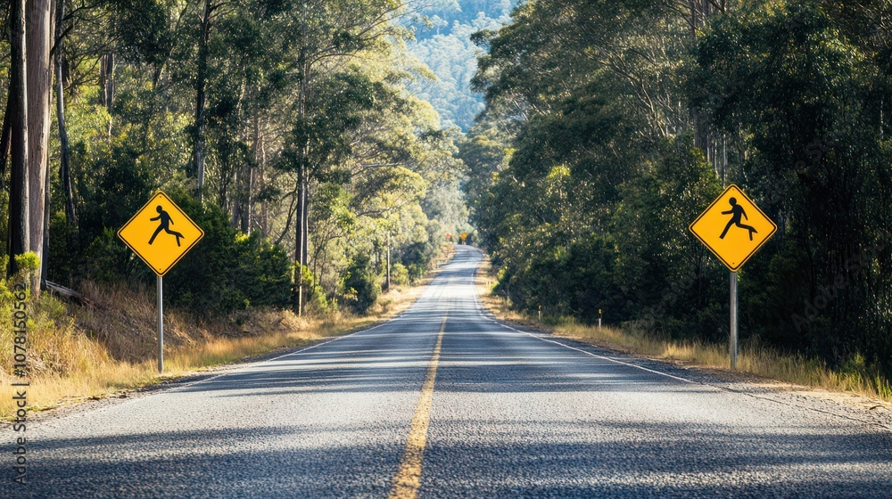 Accident prevention signage on highways in Australia. road safety ...