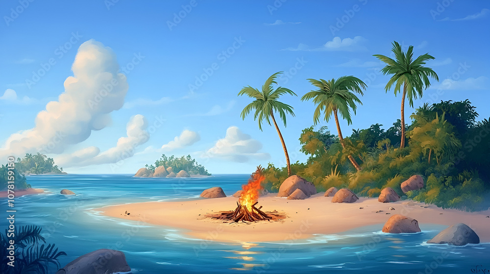 There is a lost island in the ocean with a castaway trying to get help ...