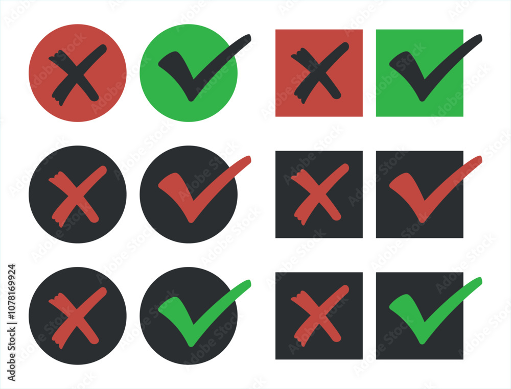 Tick and cross signs. False and true, right and wrong. Correct and ...