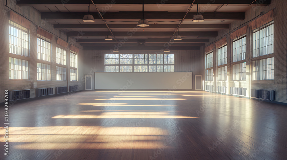 Empowering motivational banner hung in empty community center, 8k ...
