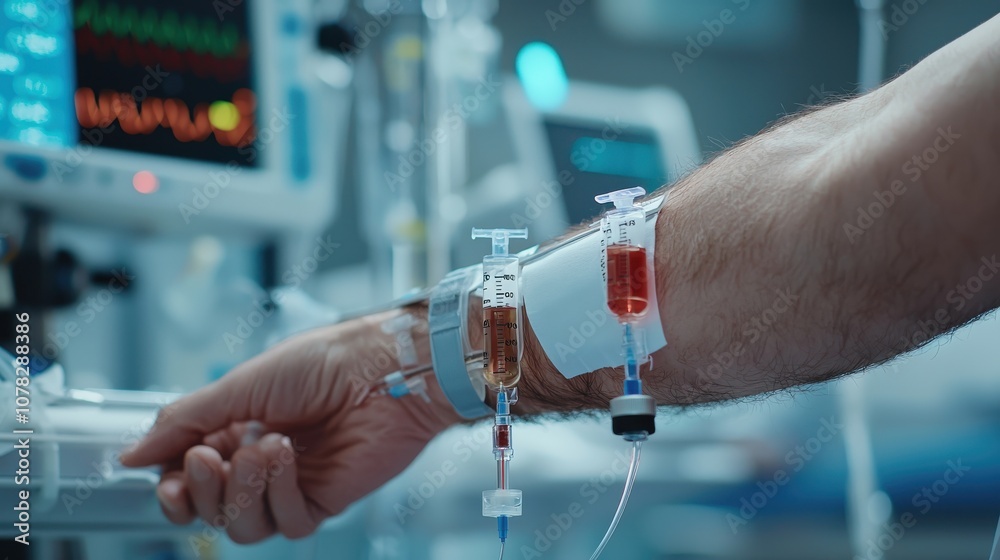 Patient relaxing while receiving vitamin infusion therapy in a bright ...