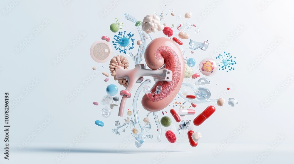 Detailed anatomical illustration of the human urinary tract, showcasing ...