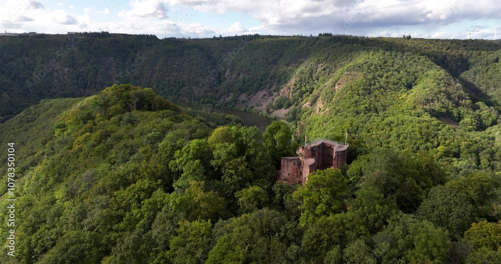 Aerial drone view on Montclair castle, on the mountain in the ...
